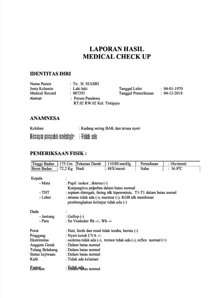PDF Format Asli Laporan Hasil Mcu - Compress | PDF
