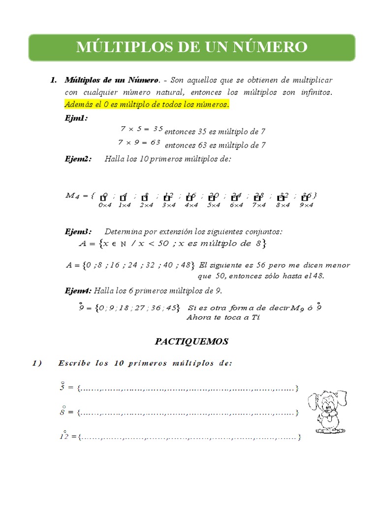 Múltiplos de Números para Primaria | PDF | División (Matemáticas ...