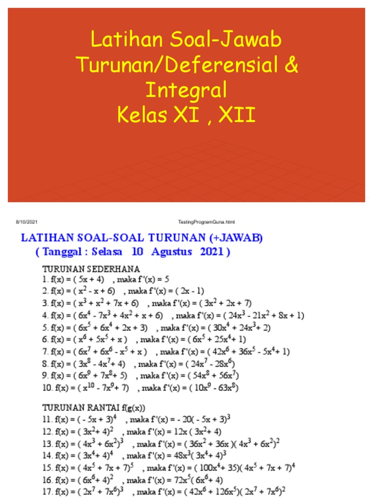 Latihan Soal Turunan | PDF
