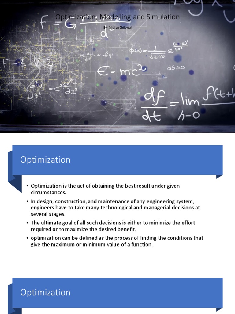 Optimization, Modelling and Simulation | PDF | Mathematical Optimization | Simulation