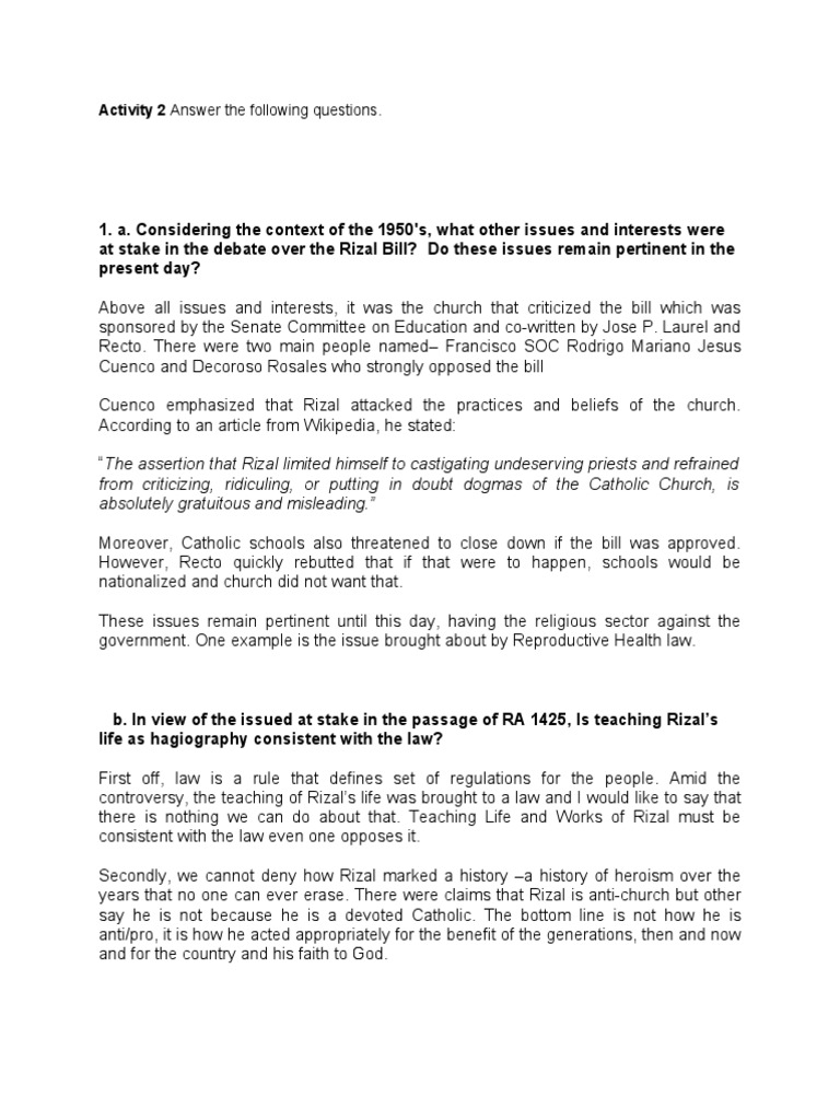 Activity 2 Answer The Following Questions | PDF