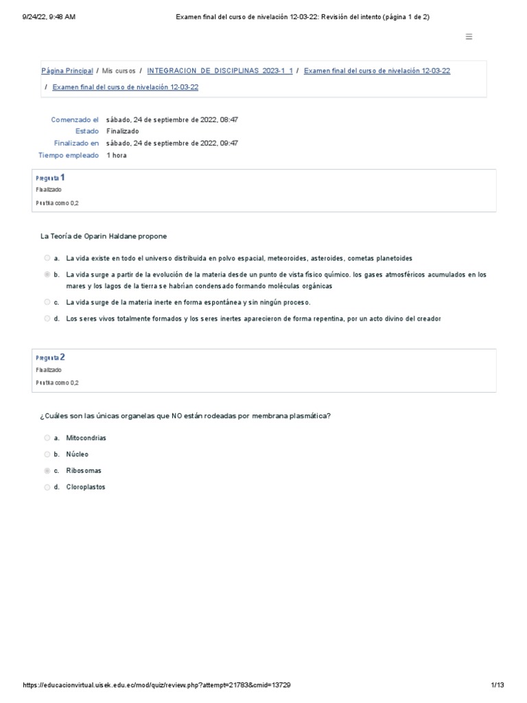 Examen final del curso de nivelacióN 1 | PDF | Redox | Gases