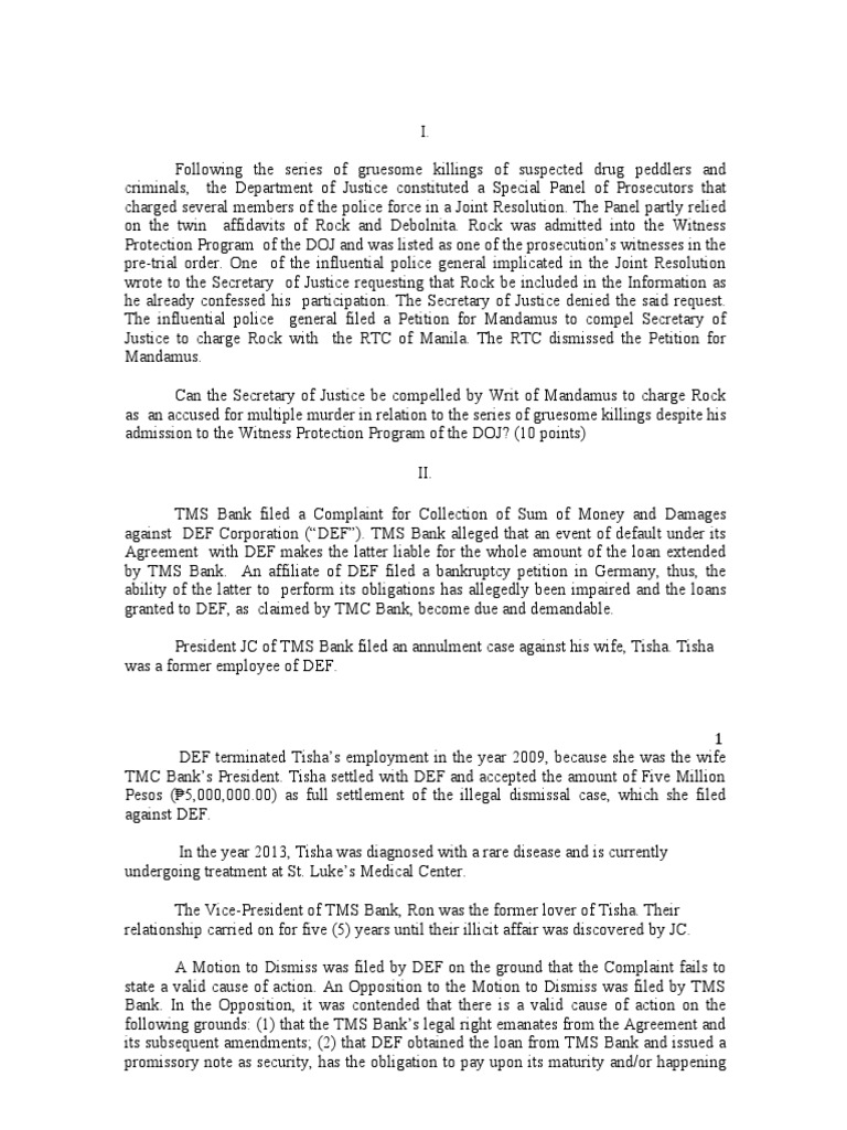 Analysis of Legal Issues Arising from a Complex Civil Case Involving ...