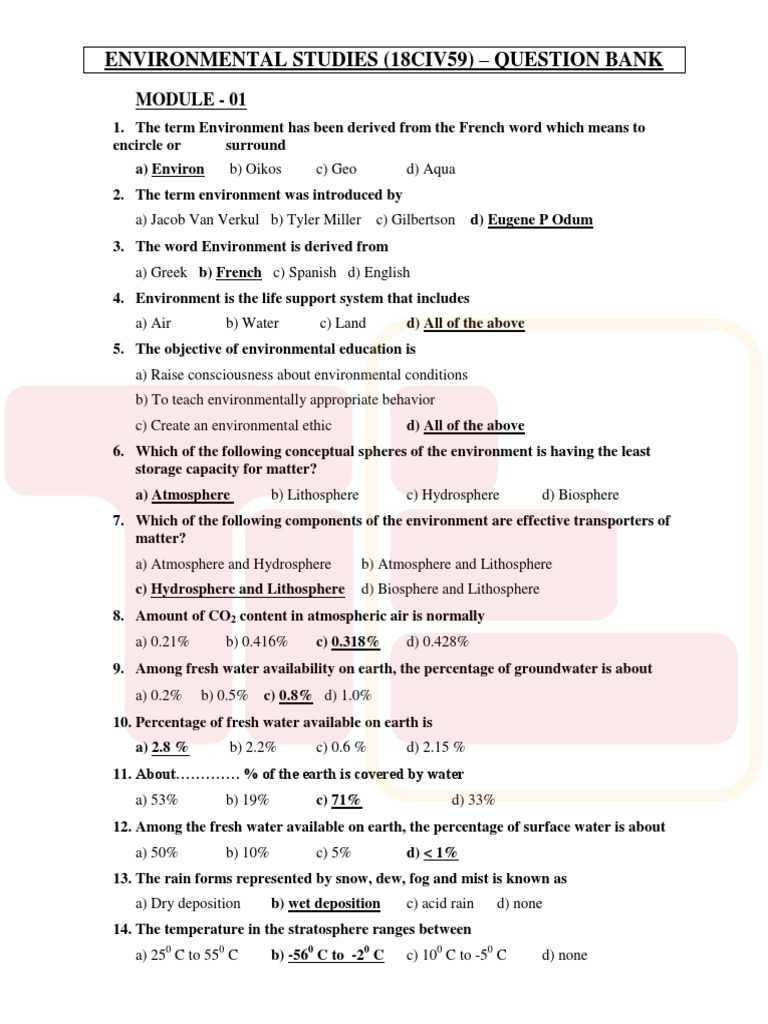 Environmental Studies Quiz | PDF | Ecosystem | Ozone Depletion
