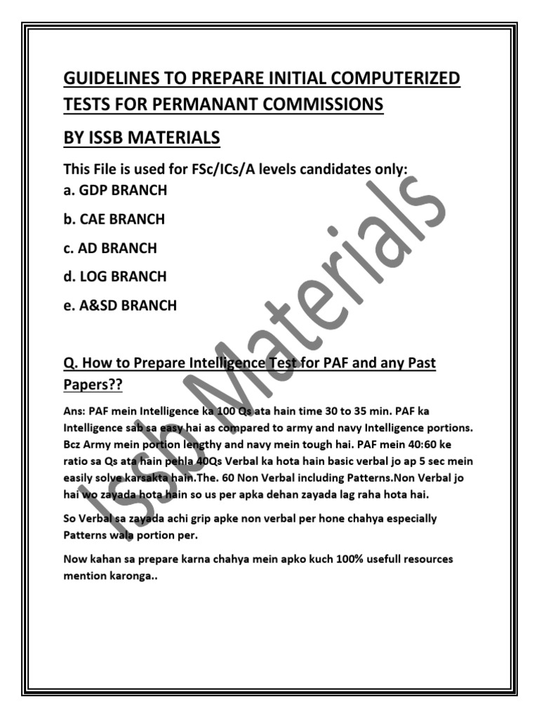 PAF Test Material and Guidelines by Issb Materials | PDF | Physics ...