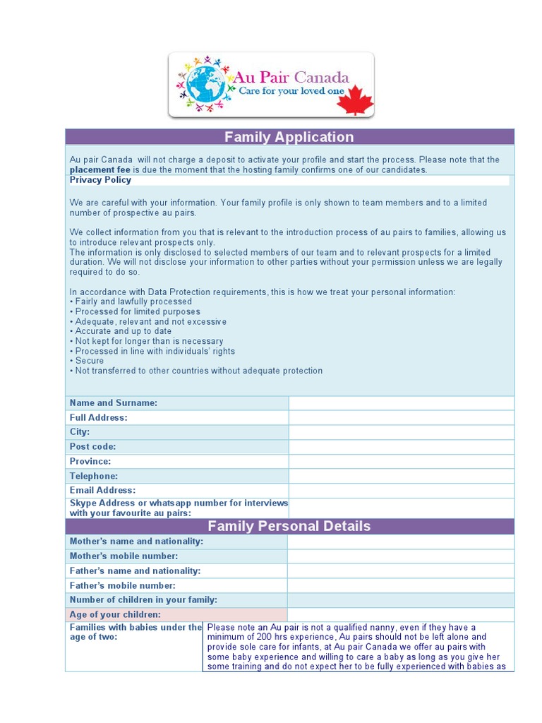 Family Application Canada | PDF | Child Care