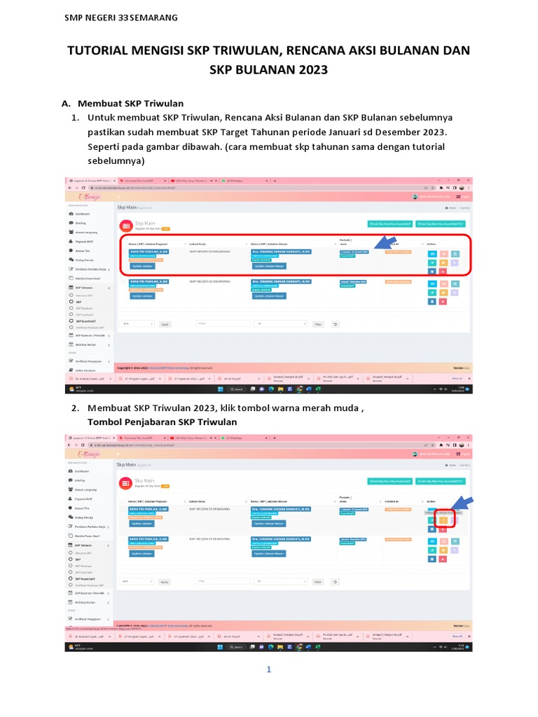 Tutorial Membuat SKP Triwulan Dan Rencana Aksi Bulanan SKP Bulanan 2023 | PDF | Pengelolaan ...