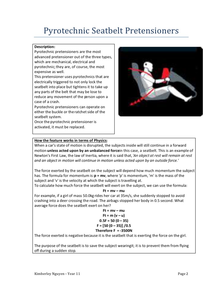 Pyrotechnic Seatbelt Pretensioners | PDF | Science & Mathematics ...