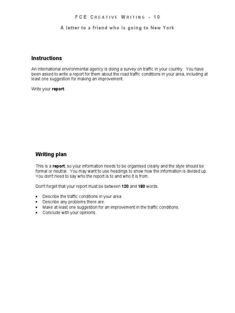 FCE Writing 10 - Report | PDF | Traffic | Bus