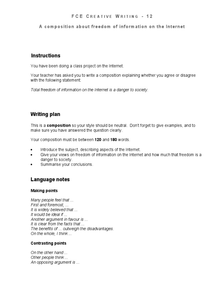 FCE Writing 12 - Essay | PDF | Internet | Information