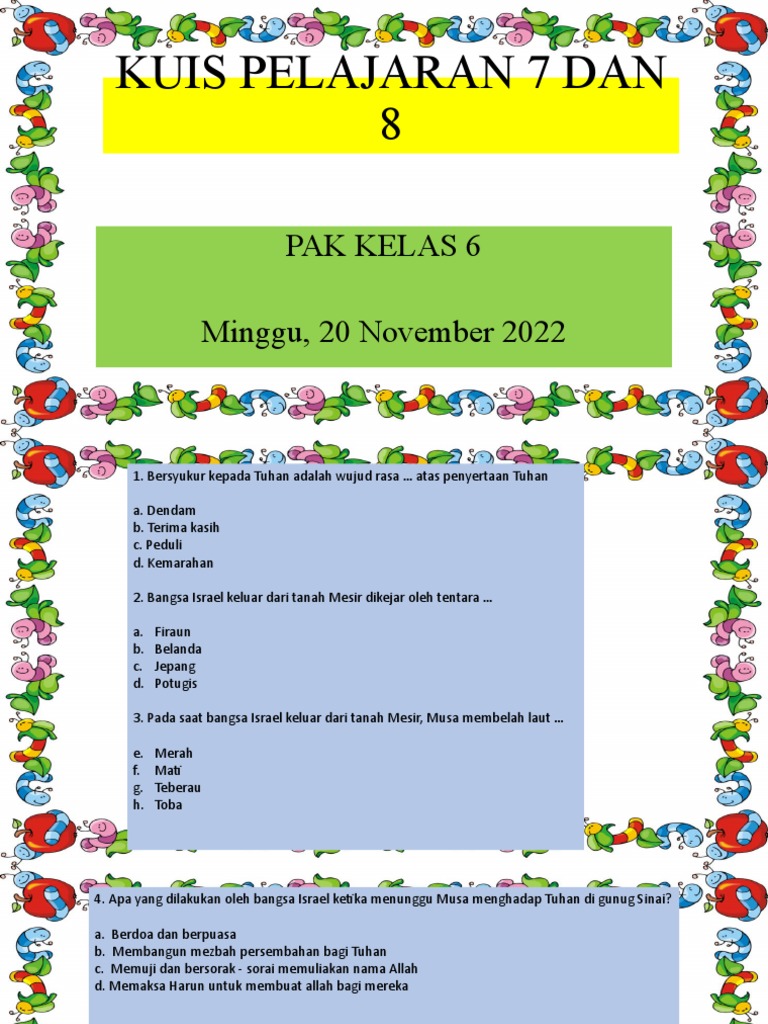 Kuis Pelajaran 7 Dan 8 | PDF