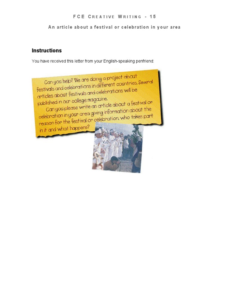 FCE Writing 15 - Article | PDF | Entertainment Events | Parade