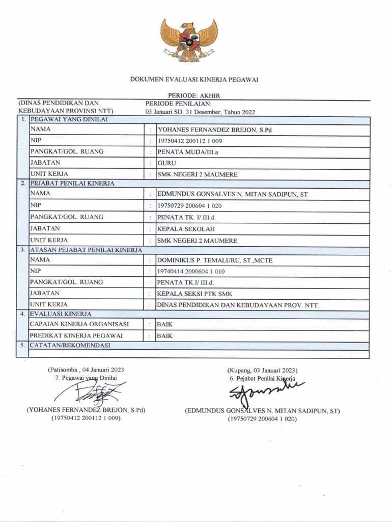 Dokumen Evaluasi Kinerja Pegawai | PDF