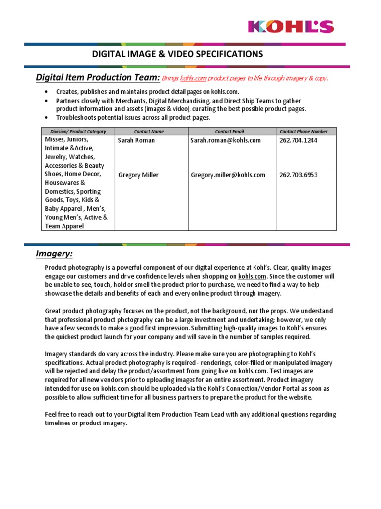 Vendor Image Video Specifications 1 | PDF | Video | Image Resolution
