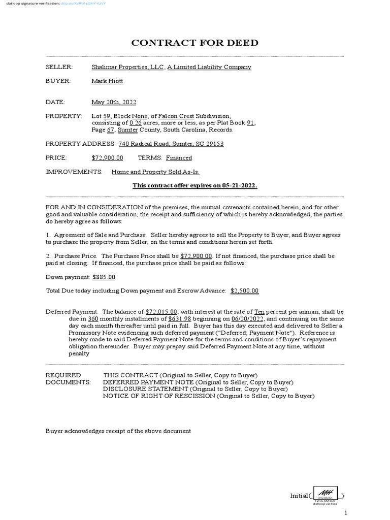 Contract for Deed: Buyer Agreement | PDF | Truth In Lending Act | Indemnity