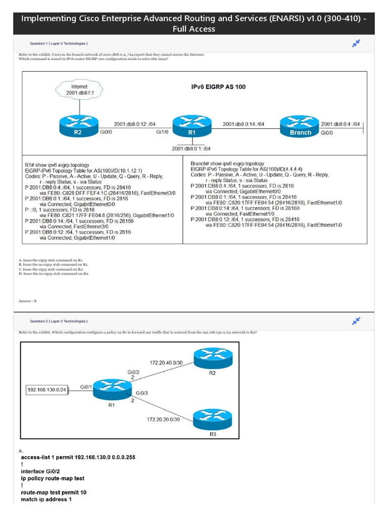 Implementing Cisco Enterprise Advanced Routing and Services (ENARSI) v1.0 (300-410) - Full ...