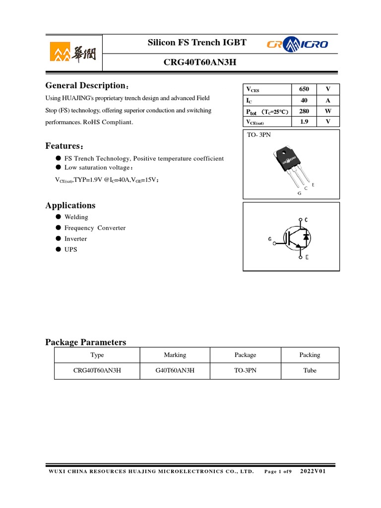 CRG40T60AN3H | PDF | Diode | Electric Power