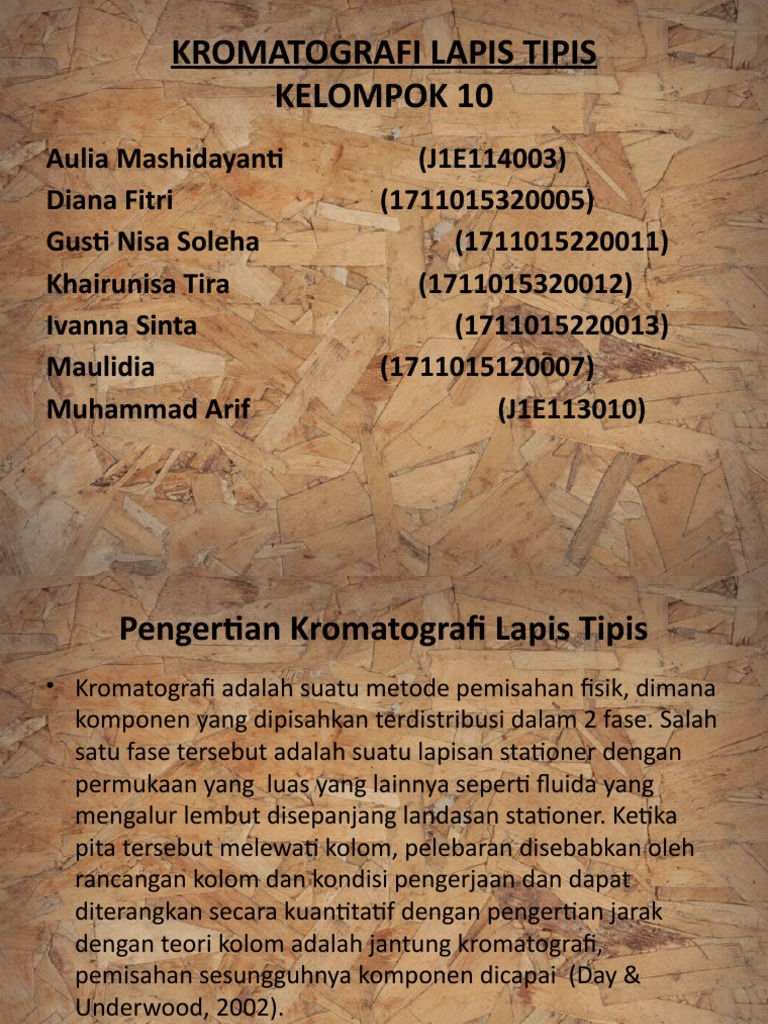 PPT Kromatografi Lapis Tipis - Kimia Analisis | PDF