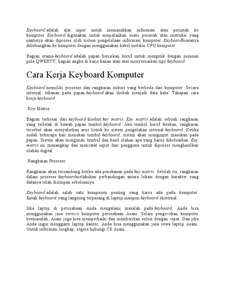 Sistem Kerja Keyboard | PDF | Komputer