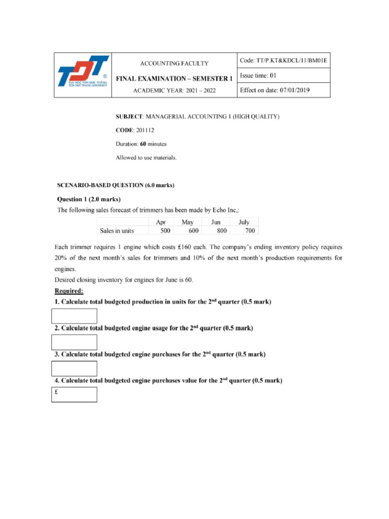 Đề thi cuối kỳ MI btf | PDF