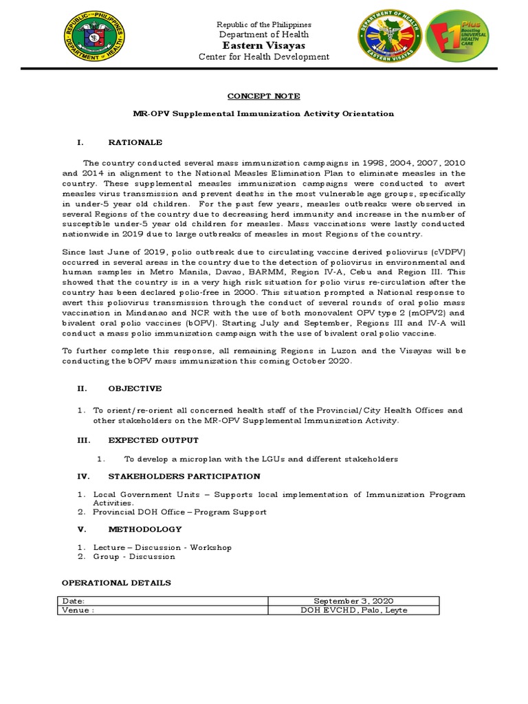 MRSIA Orientation 2020 - Sample Concept Note | PDF | Measles | Vaccines