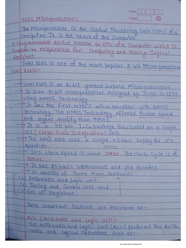8085 Microprocessor Notes | PDF