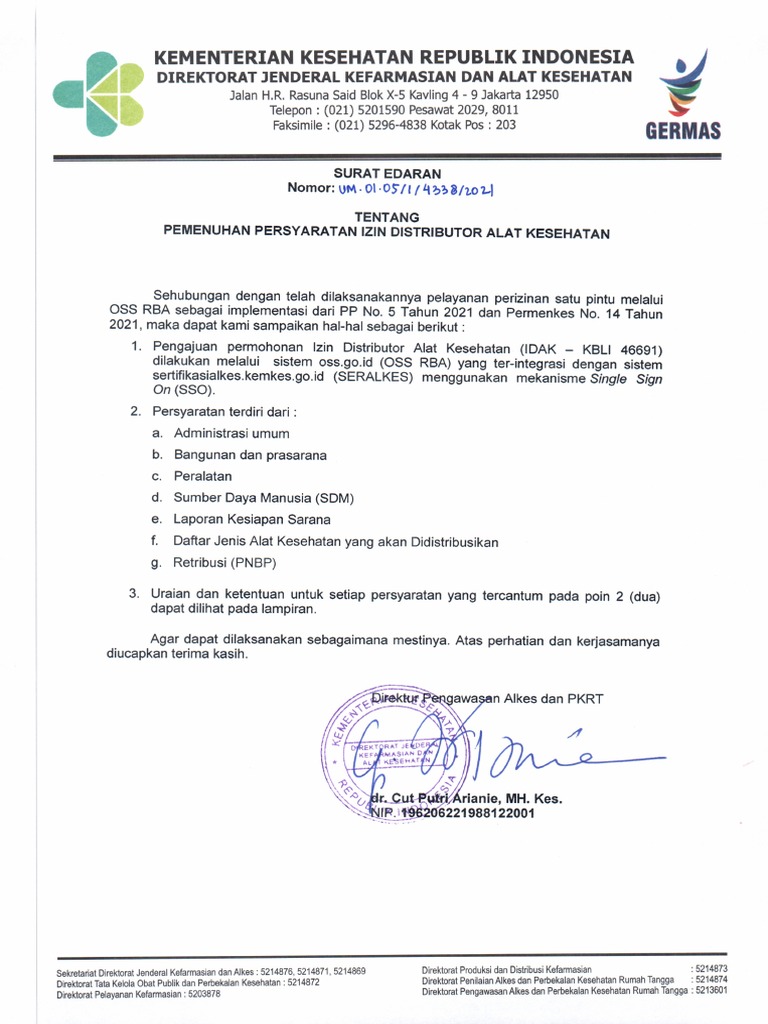 Persyaratan Izin Distributor Alat Kesehatan | PDF