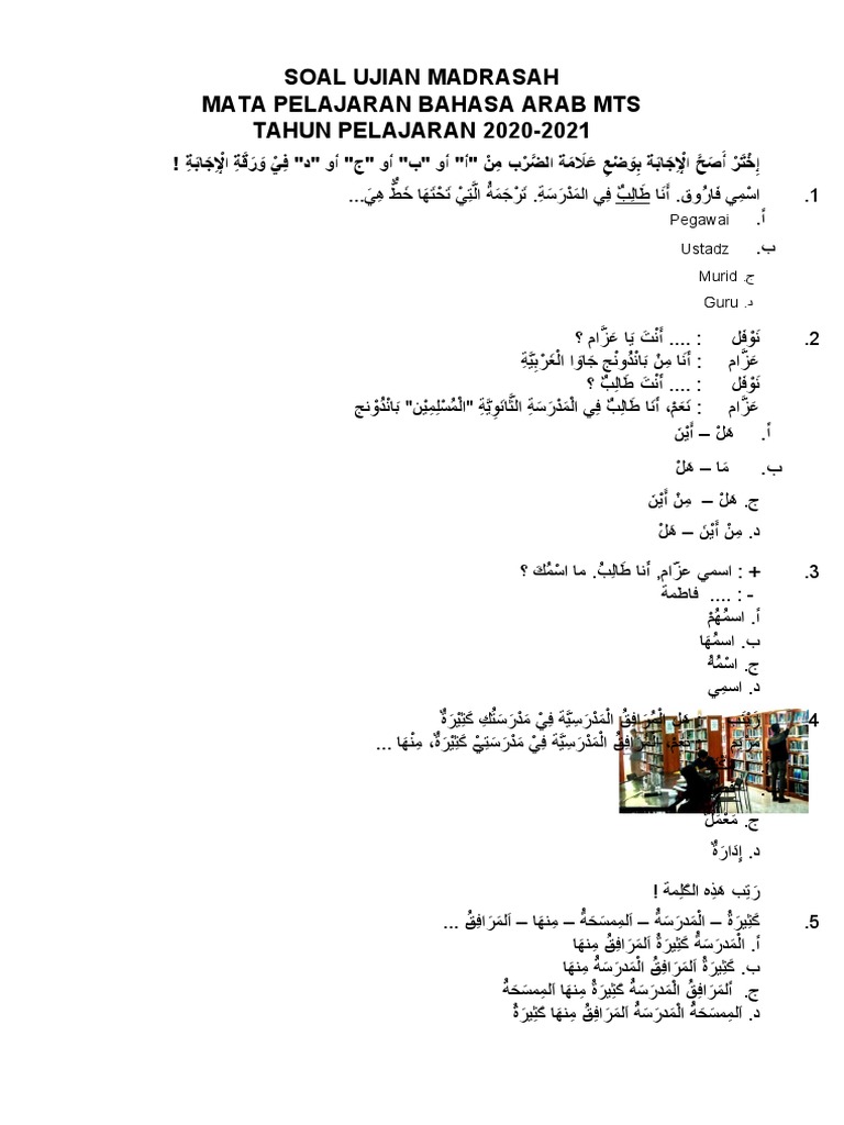 Soal UM Bahasa Arab MTs TP 2020-2021 | PDF