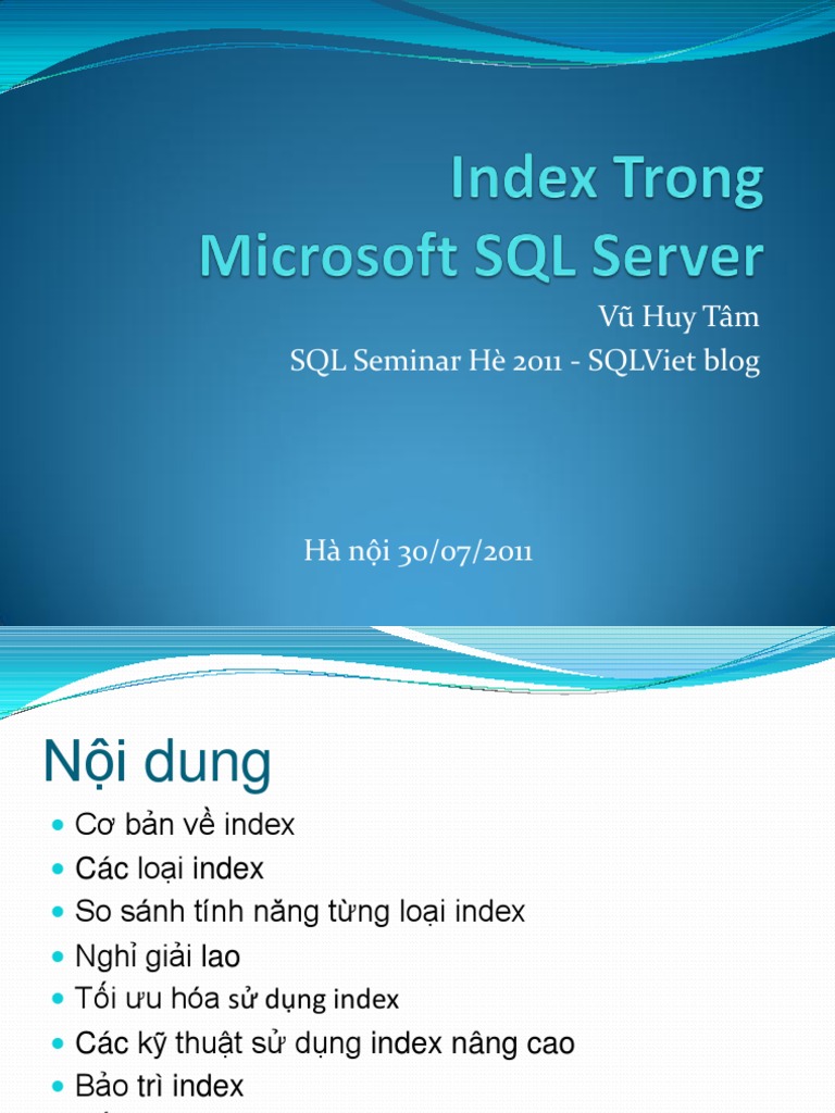 Sql Server Index Pdf
