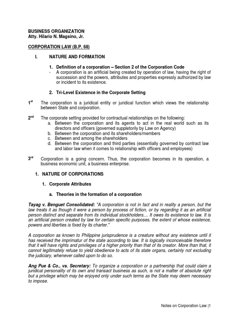 Overview of Corporation Law Principles | PDF | Partnership | Corporations