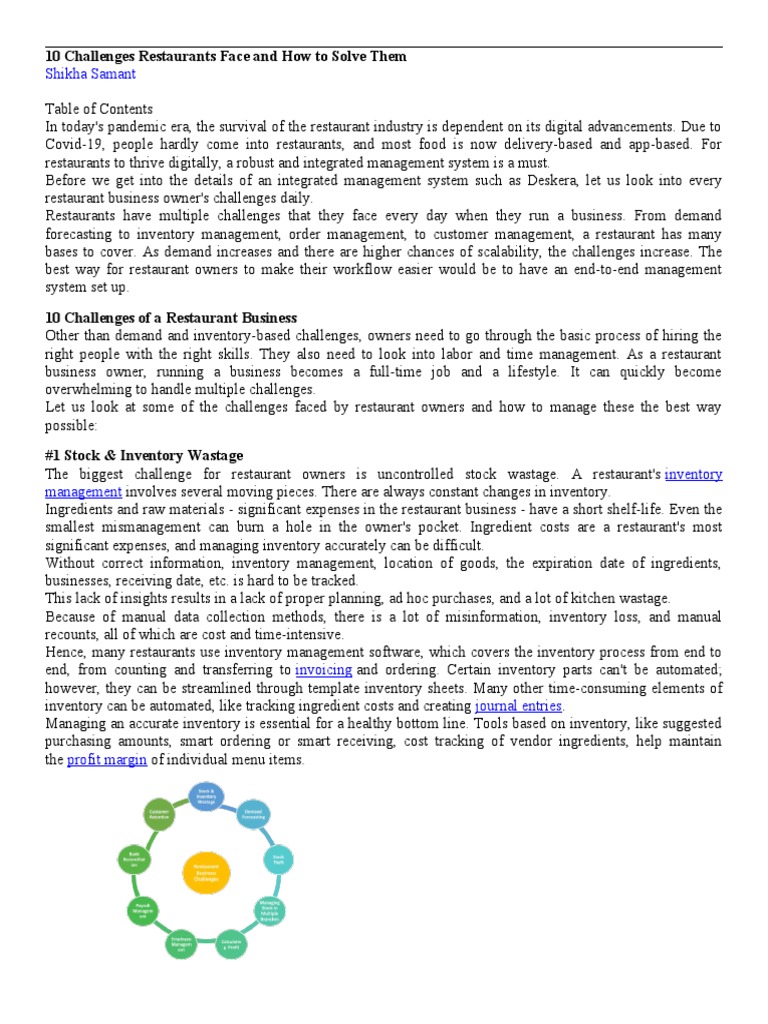 10 Challenges Restaurants Face and How To Solve Them | PDF | Point Of ...