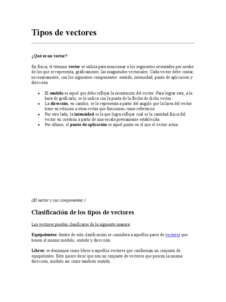 8 Tipos de vectores | PDF | Vector Euclidiano | Física