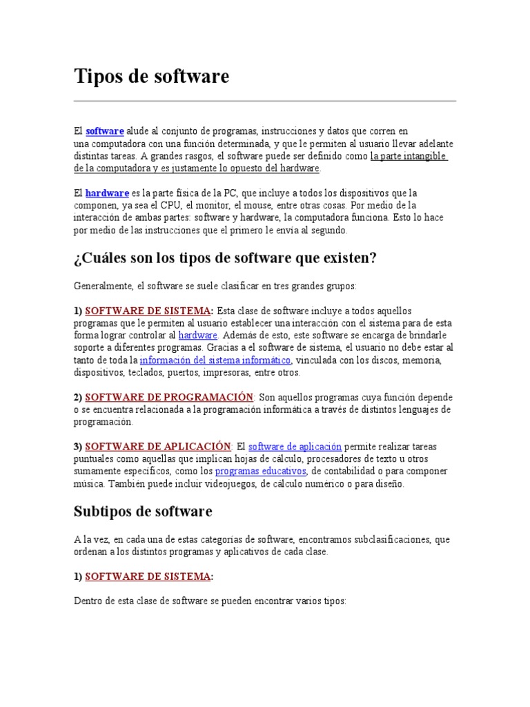 10 Tipos de Software | PDF | Hardware de la computadora | Software