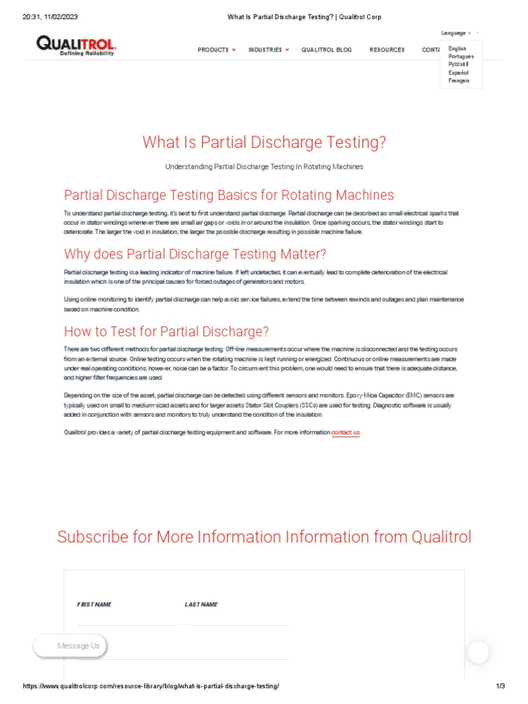 2.what Is Partial Discharge Testing - Qualitrol Corp | PDF | Physical ... 2.what Is Partial Discharge Testing - Qualitrol Corp | PDF | Physical ...