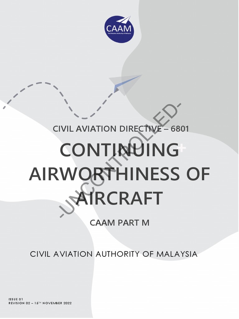 CAD 6801 Continuing Airworthiness of Aircraft CAAM PART M ISS01 - REV02 ...