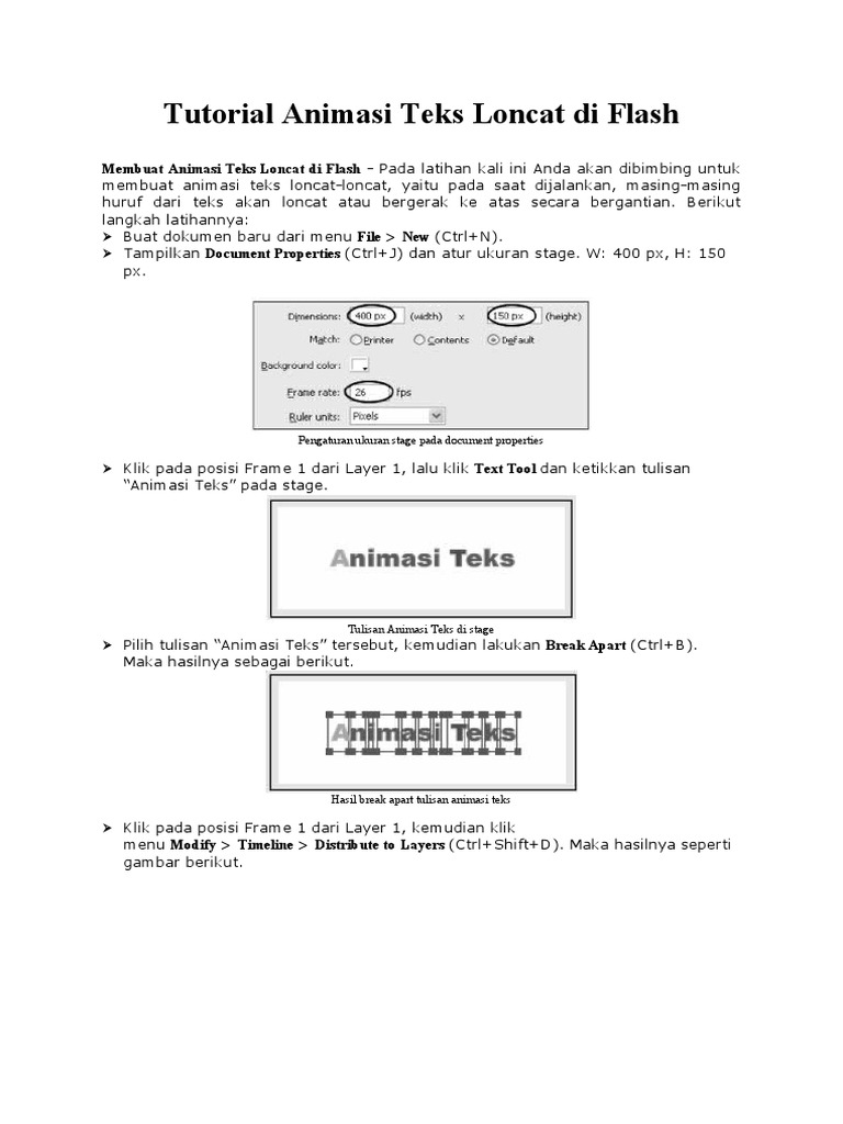 Tutorial Animasi Teks Loncat Di Flash | PDF