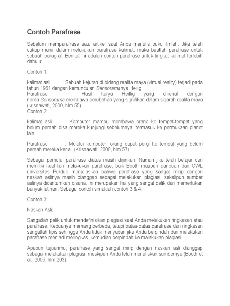 Contoh Parafrase | PDF