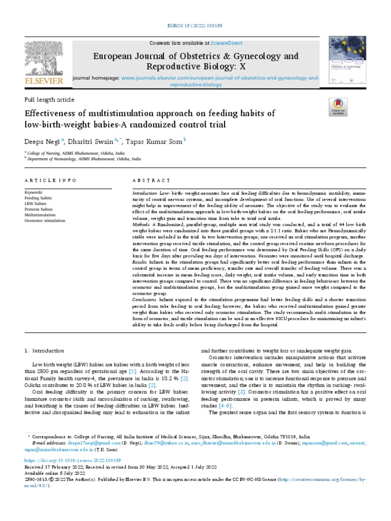 RCT Deepa Negi Et Al | PDF | Preterm Birth | Neonatal Intensive Care Unit