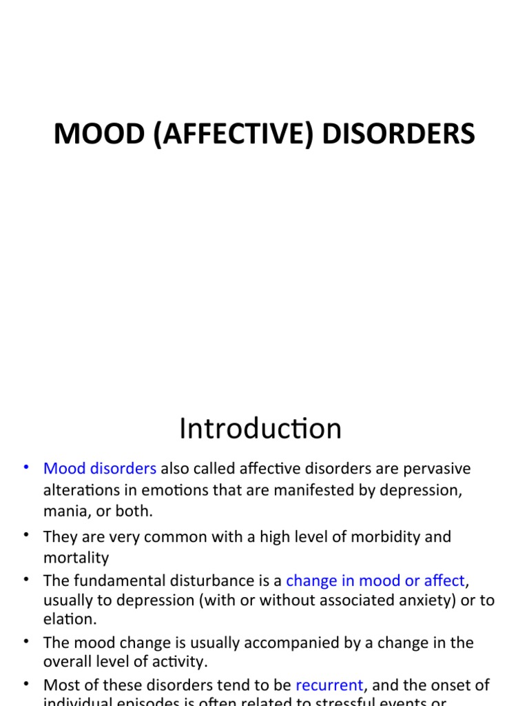 Mood and Affective Disorders | PDF | Mania | Mood Disorders