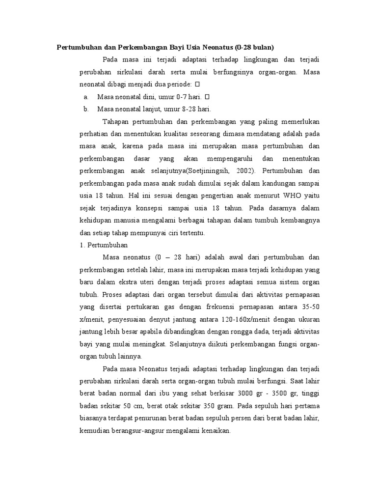 Tumbuh Kembang Neonatus | PDF | Kesehatan Holistik