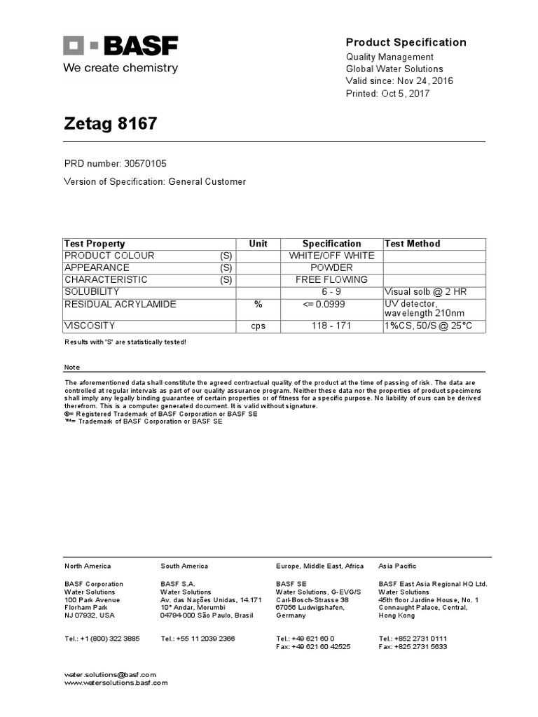 Zetag 8167 - Specification | PDF | Business