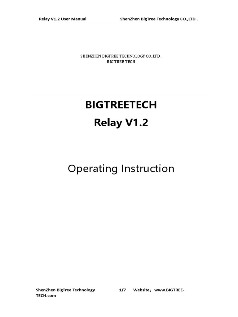 BIGTREETECH Relay V1.2 User Manual | PDF | Relay | Electrical Wiring