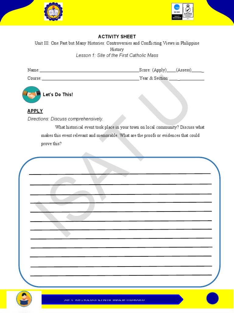 Philippine History Controversies Activity Sheet | PDF | Social Science ...