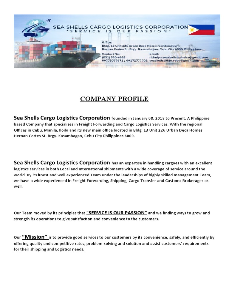 Sea Shells Cargo Company Profile | PDF