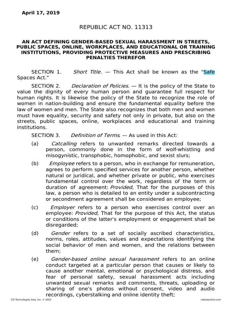 Safe Space Act | PDF | Sexual Harassment | Employment