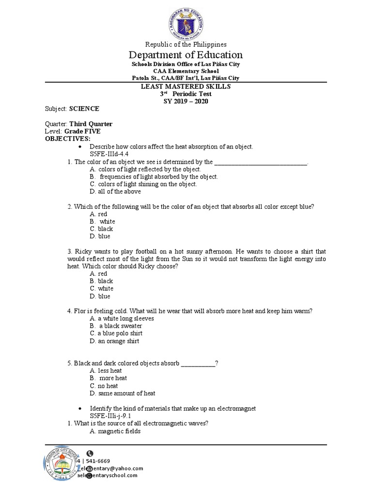LMS Q3 Grade5 Sy2019 2020 | PDF | Color | Applied And Interdisciplinary ...