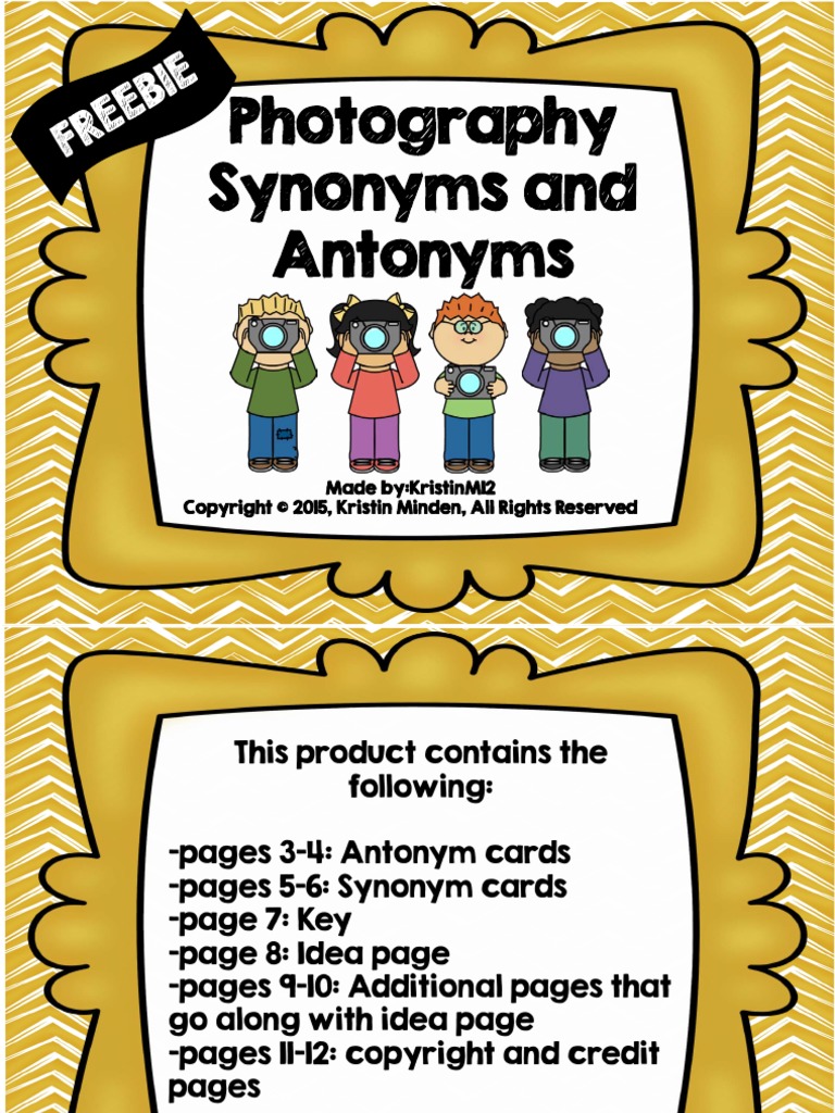 Photography Synonyms and Antonyms: Made By:Kristinm12 | PDF | Social ...