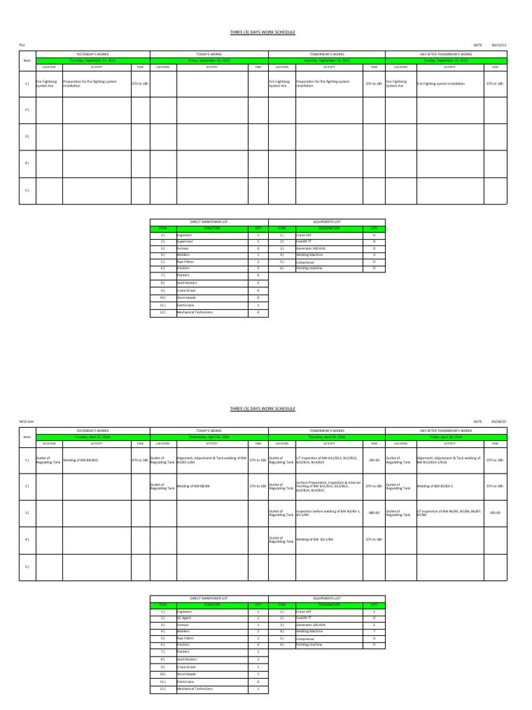 3 Days Schedule Template | PDF | Materials | Business Process