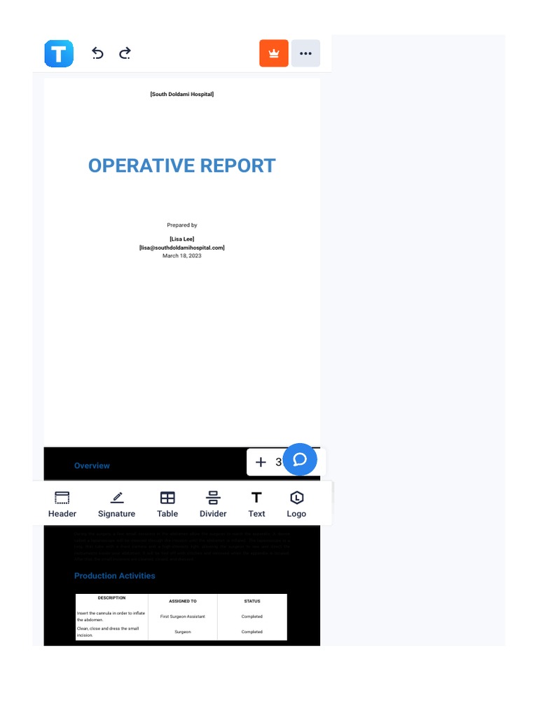 Operative Report Template | PDF