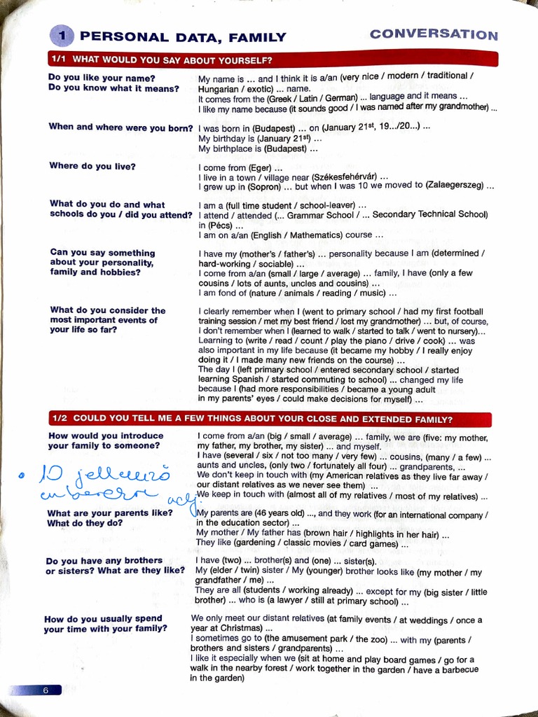 Speaking-1-Personal Details, Family | PDF | Family | Parent